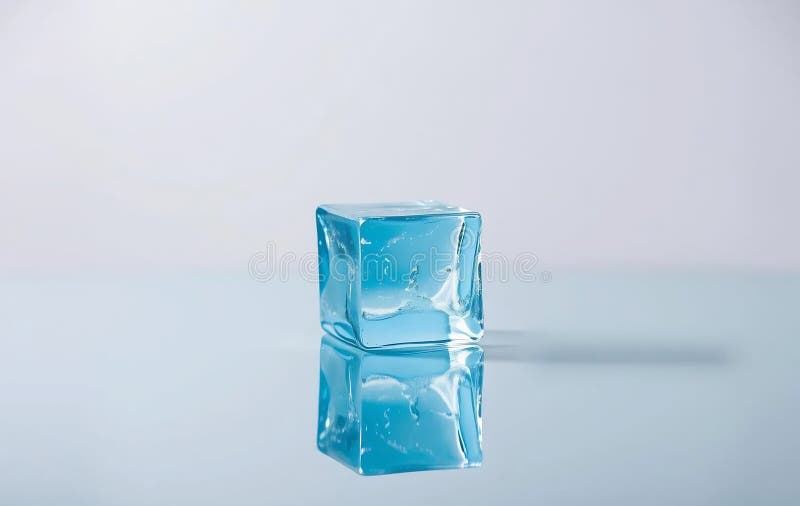 Single Blue Ice Cube on Glass Stock Illustration - Illustration of ...