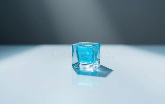 Single Blue Ice Cube on Glass Stock Illustration - Illustration of ...
