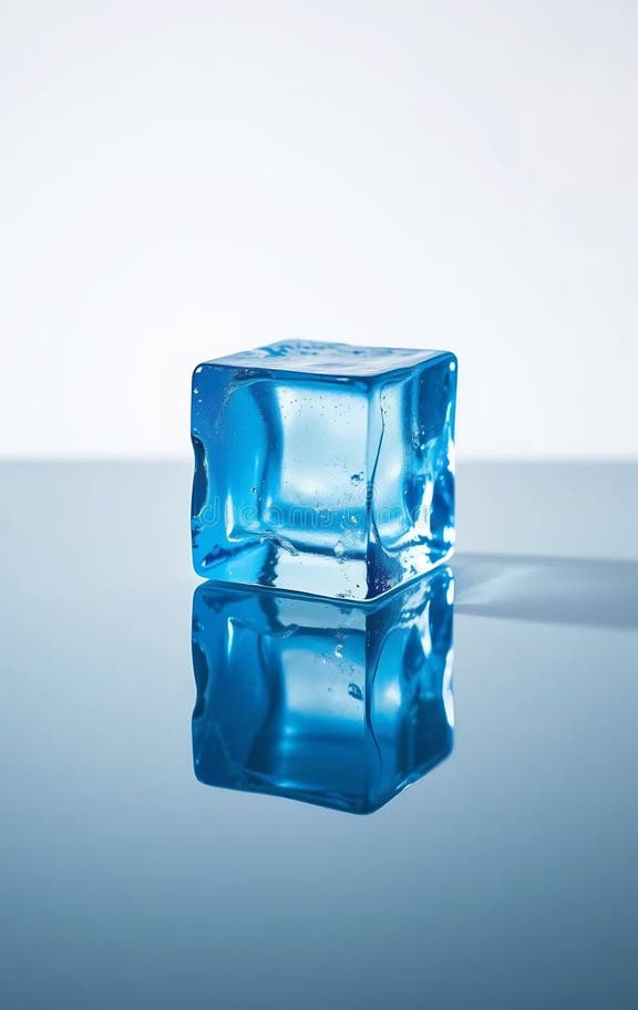 Single Blue Ice Cube on Glass Stock Illustration - Illustration of ...