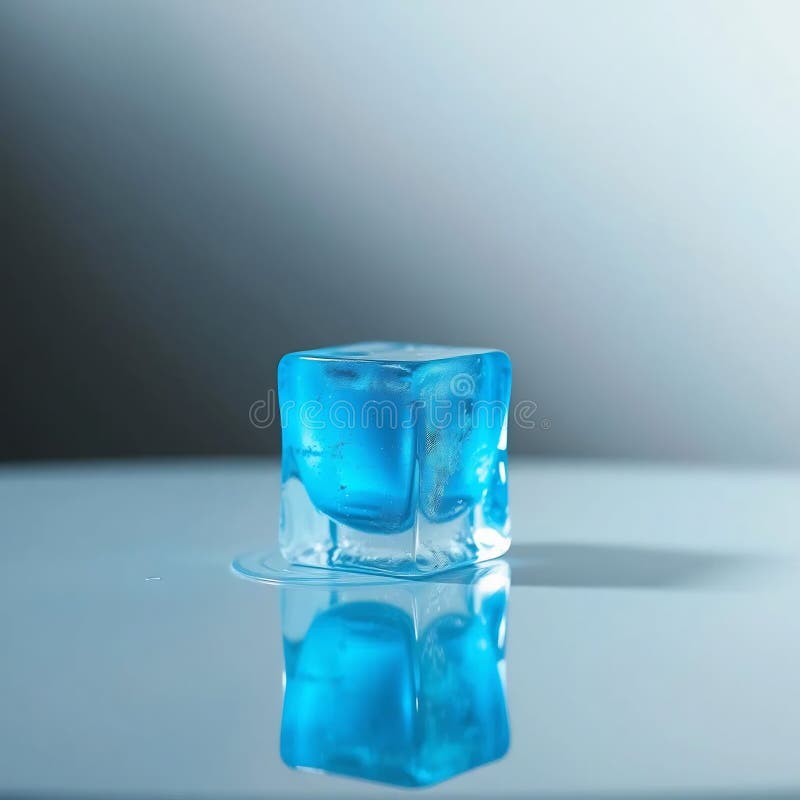 Single Blue Ice Cube on Glass Stock Illustration - Illustration of ...