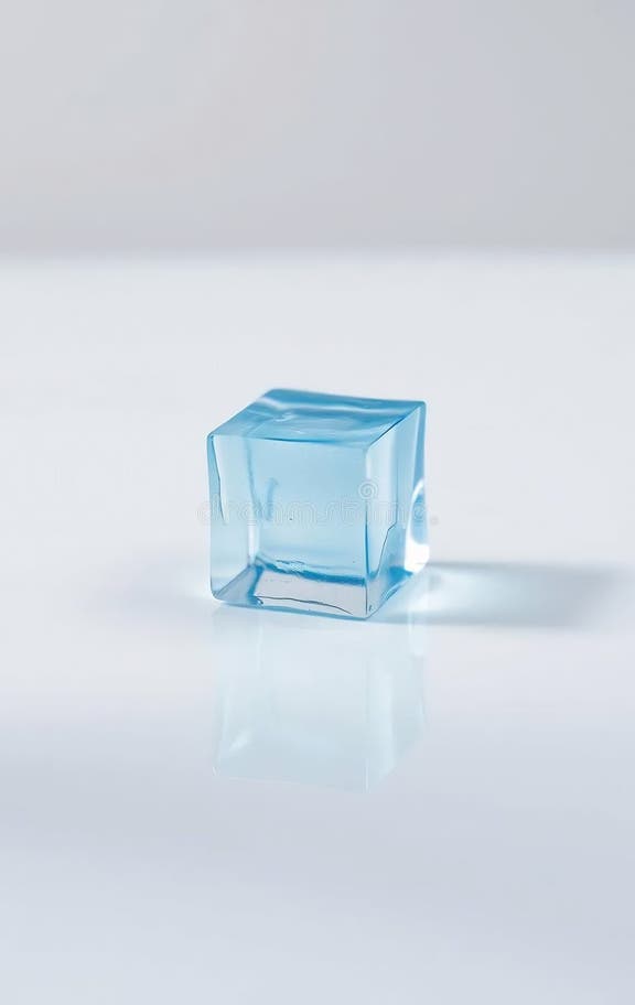 Single Blue Ice Cube on Glass Stock Illustration - Illustration of ...