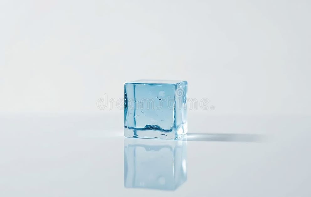 Single Blue Ice Cube on Glass Stock Illustration - Illustration of ...