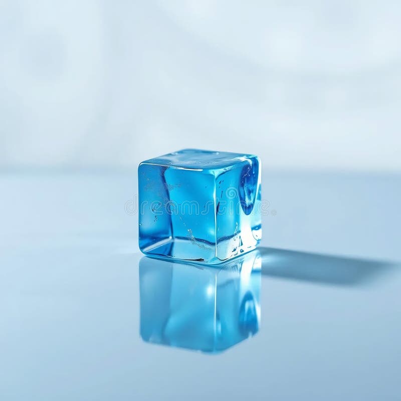 Single Blue Ice Cube on Glass Stock Illustration - Illustration of ...