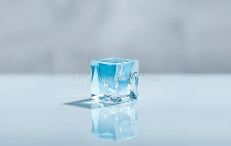Single Blue Ice Cube on Glass Stock Illustration - Illustration of ...
