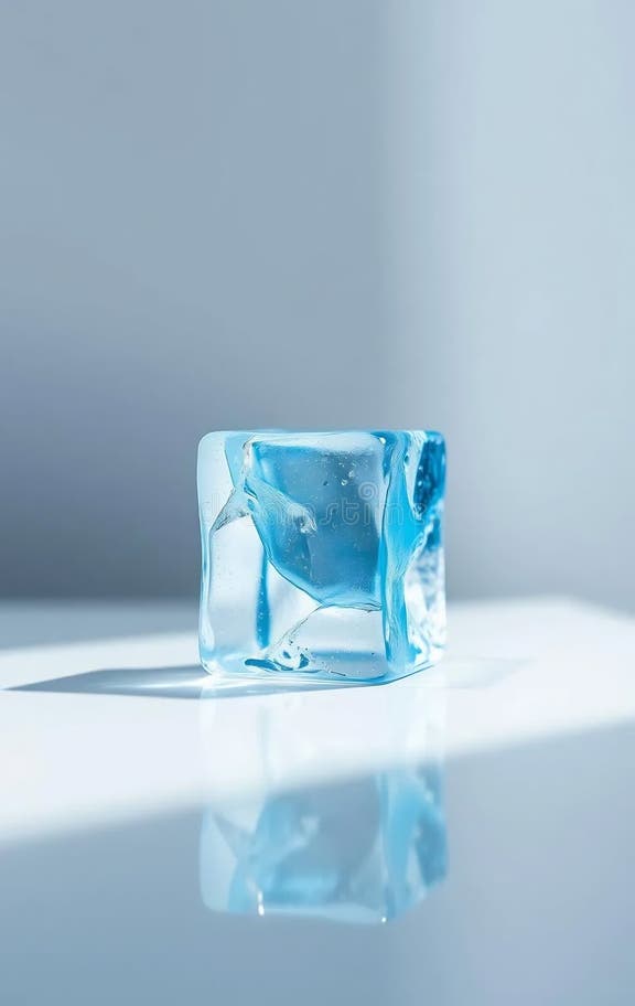 Single Blue Ice Cube on Glass Stock Illustration - Illustration of ...