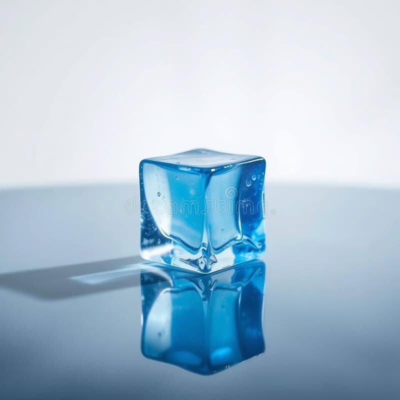 Single Blue Ice Cube on Glass Stock Illustration - Illustration of ...