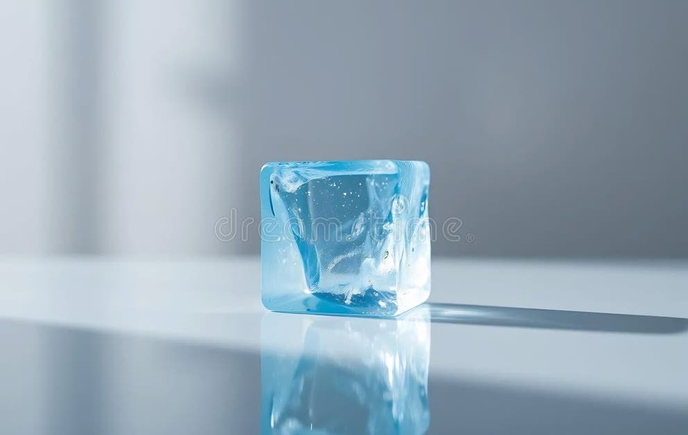Single Blue Ice Cube on Glass Stock Illustration - Illustration of ...