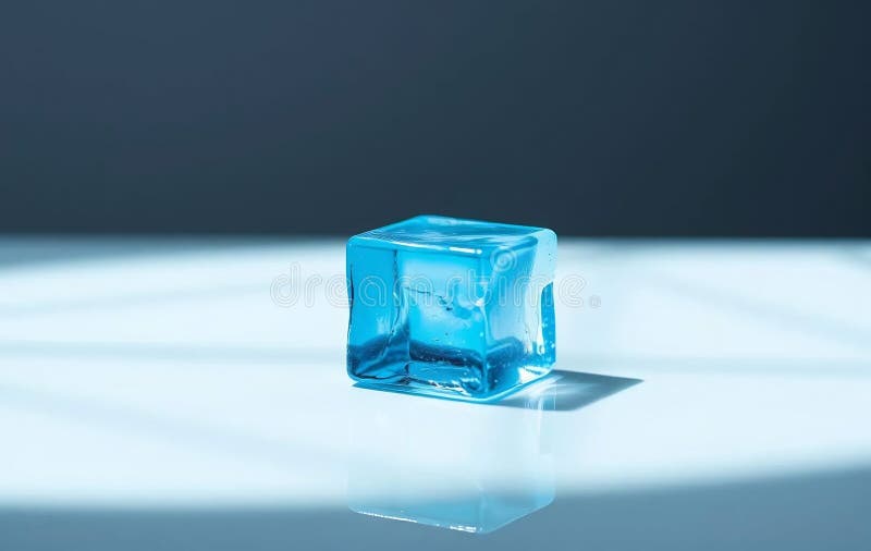 Single Blue Ice Cube on Glass Stock Illustration - Illustration of ...