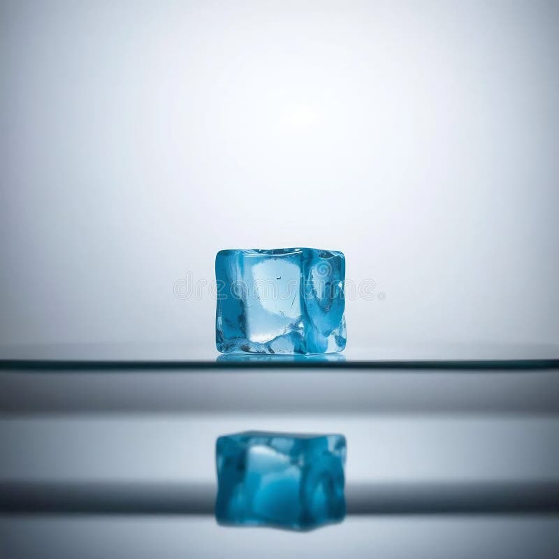Single Blue Ice Cube on Glass Stock Illustration - Illustration of ...