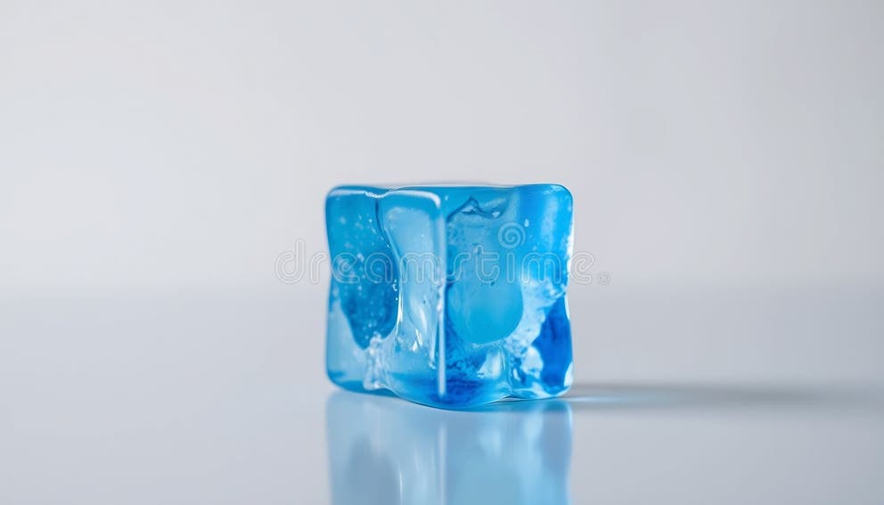Single Blue Ice Cube on Glass Stock Illustration - Illustration of ...