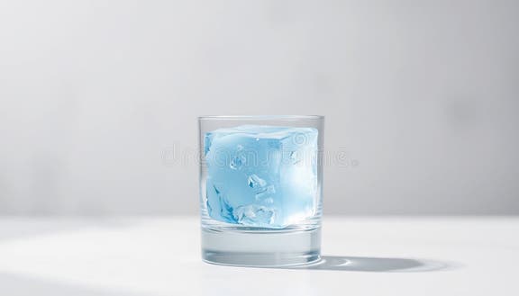 Single Blue Ice Cube on Glass Stock Illustration - Illustration of ...