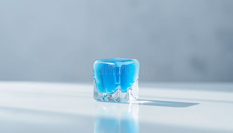 Single Blue Ice Cube on Glass Stock Illustration - Illustration of ...