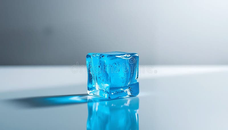 Single Blue Ice Cube on Glass Stock Illustration - Illustration of ...