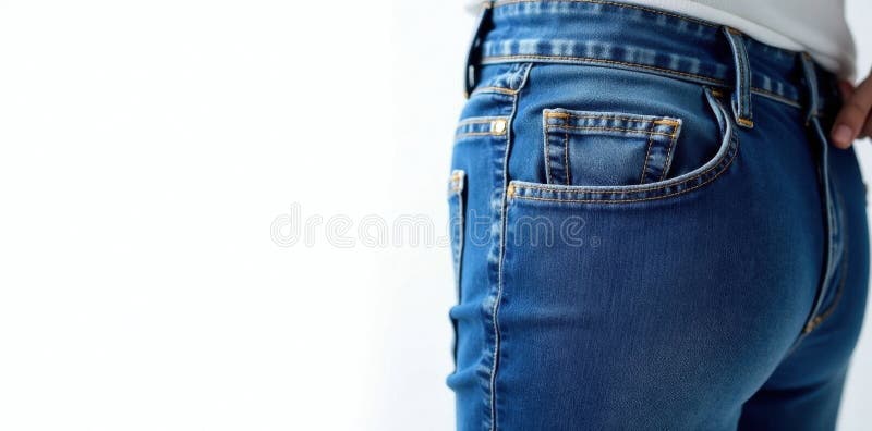 Single Blue Jeans Pocket, Clean, Crisp Edges, White Backdrop ...