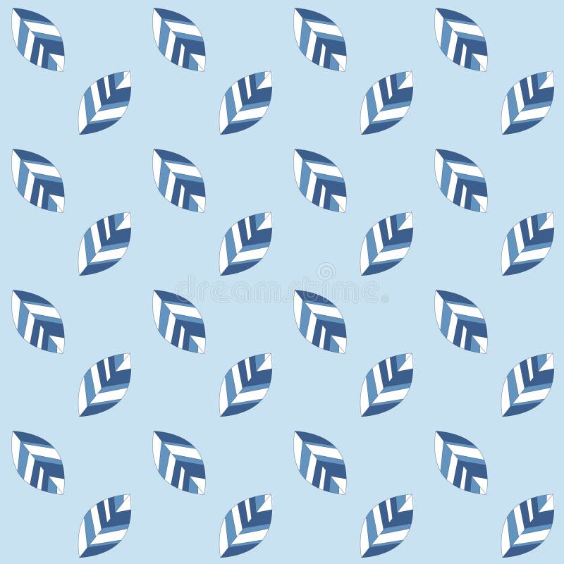 Single Blue Leaf Tree Geometric Seamless Pattern Vegetative Design ...