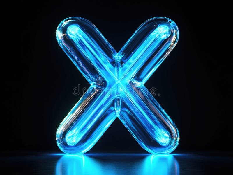 Blue LED X Symbol on Black Background Stock Image - Image of letter ...