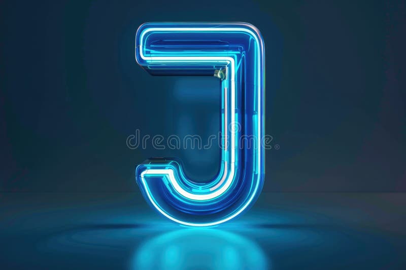 A Single Blue Light, J Symbol Lit Up in Dark Stock Photo - Image of ...