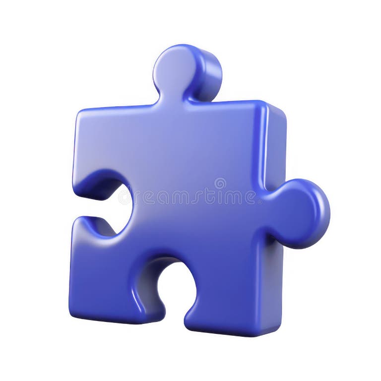 Single Blue Puzzle Piece Isolated on White Background Showing ...