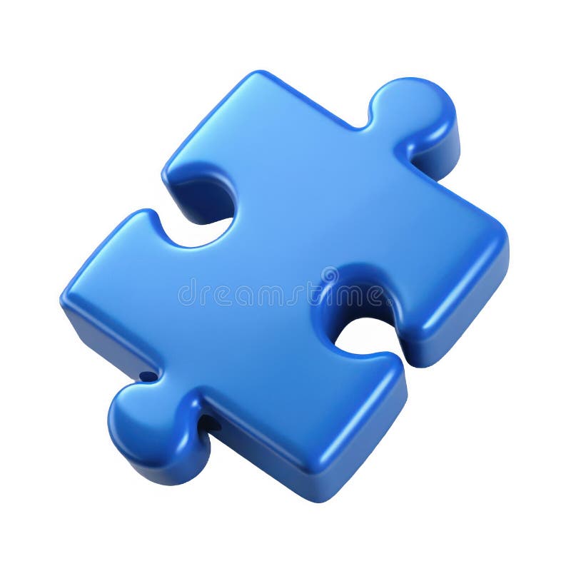 Single Blue Puzzle Piece on White Background Symbolizing Connection and ...
