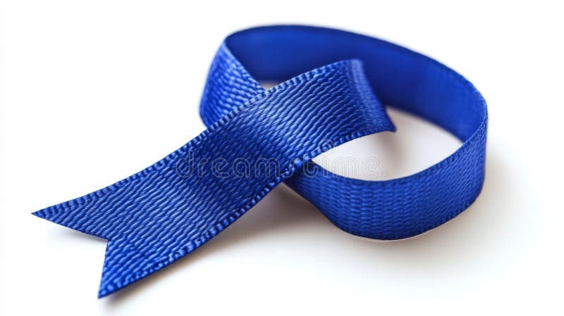 A Single Blue Ribbon Lies on a White Background Stock Illustration ...