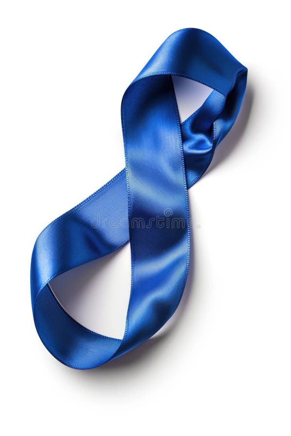 Single Blue Ribbon Lying Flat White Surface Stock Photos - Free ...