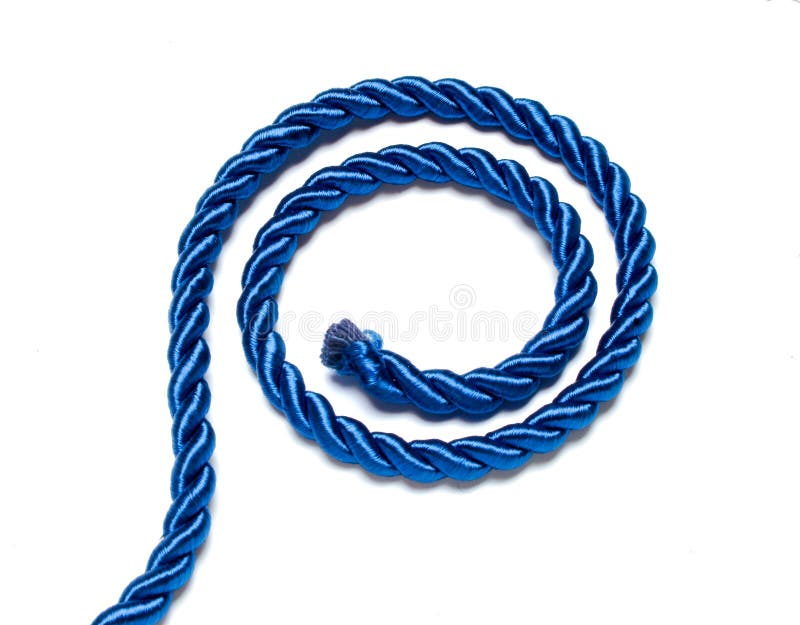 Single Blue Rope on White in Shape of Spiral, White Background Stock ...