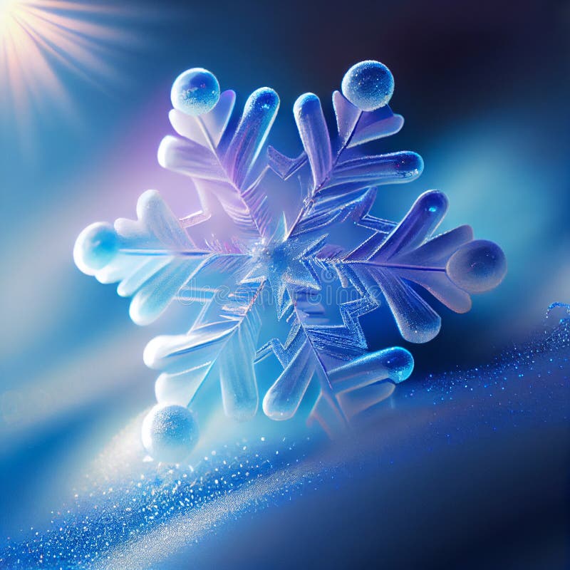 Close-up Isolated Snowflake in Sun Beam. Generative AI Stock ...