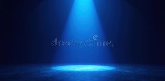 Single Blue Spotlight Illuminates Empty Stage, Blue, Spotlight Beam ...