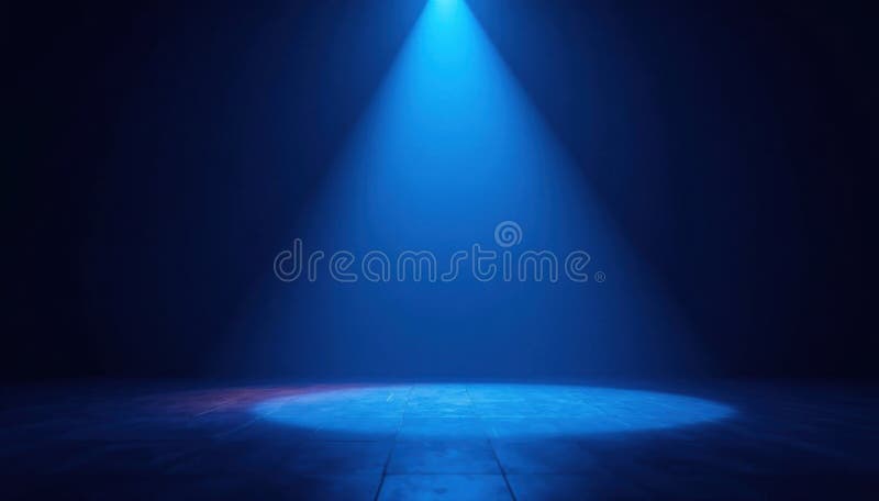 Single Blue Spotlight Illuminates Stage Floor, Night, Darkness Stock ...