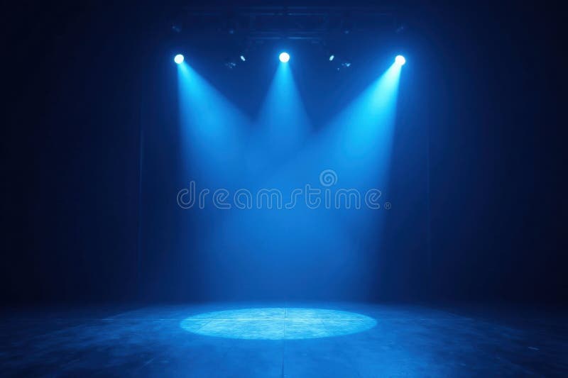 Single Blue Spotlight Illuminating Empty Concert Stage, Venue, Concert ...