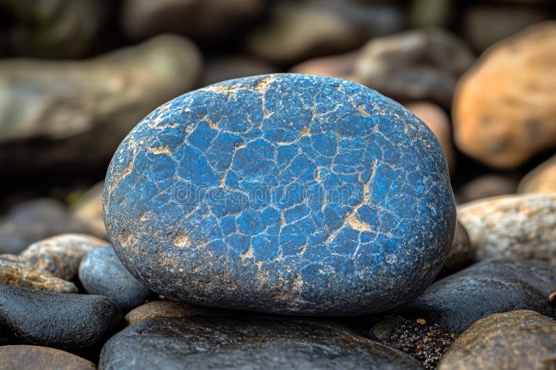 A Single Blue Stone Sits Atop a Mound of Rocks in a Natural Setting ...