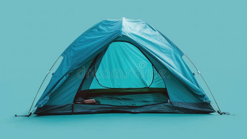 A Single Blue Tent on a Blue Background Stock Image - Image of tent ...
