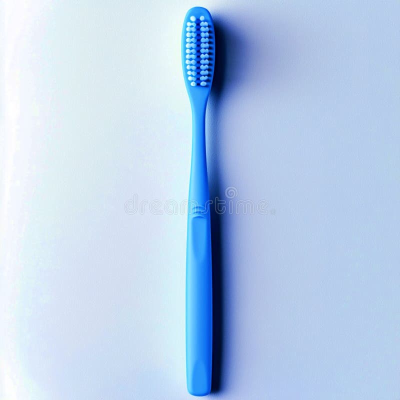 A Single Blue Toothbrush with White Bristles on a Light Blue Background ...