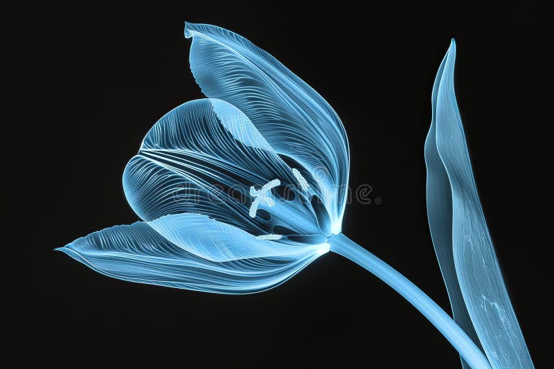 A Single Blue Tulip Flower with a Black Background. the Tulip is ...