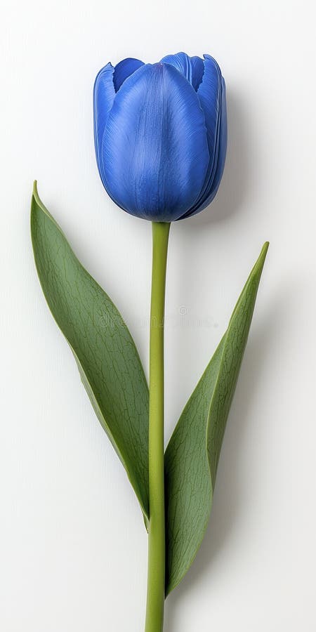 Single Blue Tulip on White Background Stock Illustration - Illustration ...