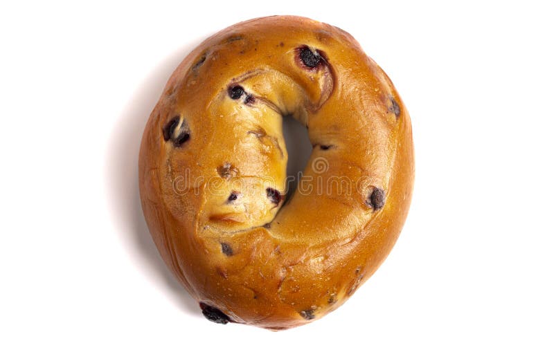 Single Blueberry Bagel on a White Background Stock Photo - Image of ...