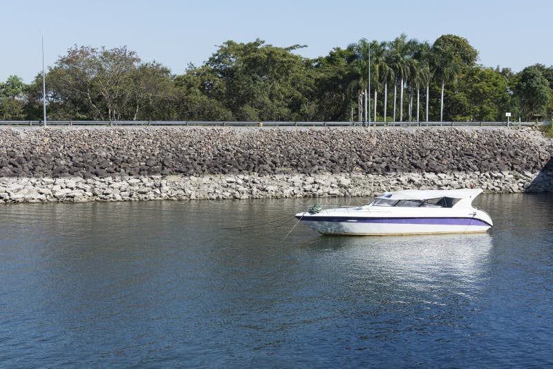 Single Boat Floating on the Water Background. Stock Photo - Image of ...