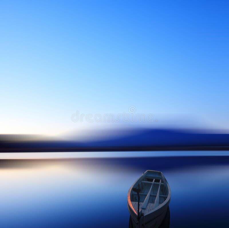 Single Boat in Long Exposure in Dusk Stock Image - Image of single ...