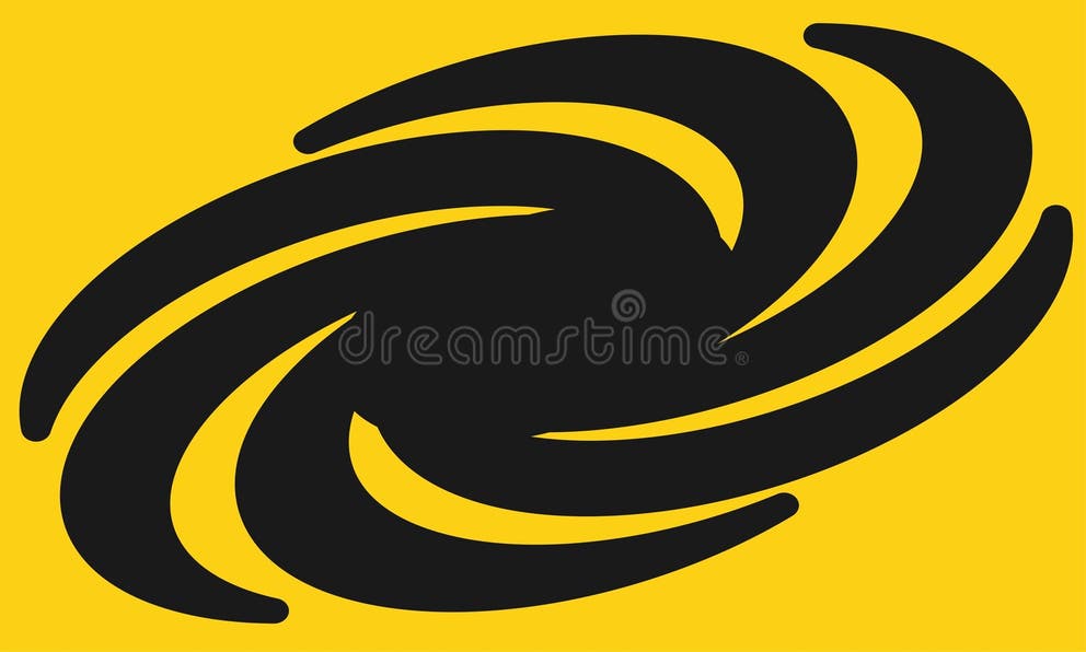A Single Bold Black Whirlpool Silhouette Pattern Against a Yellow ...