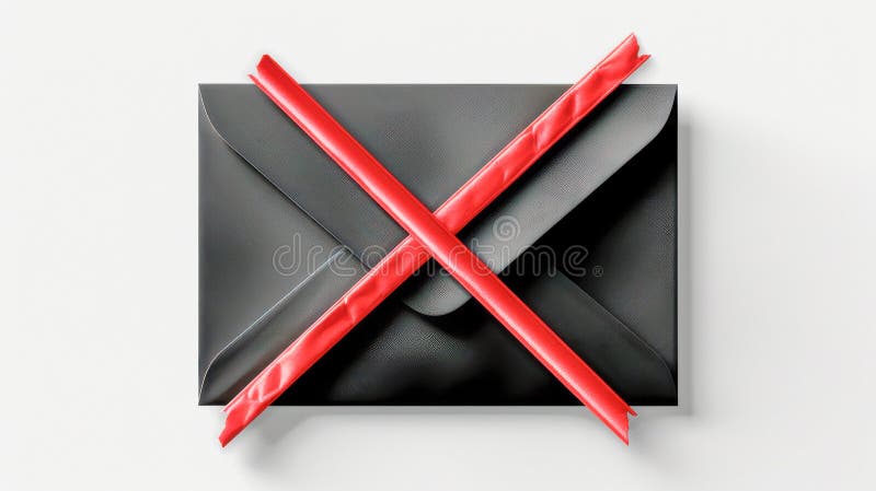 A Single Bold Red "X" Across a Black Envelope, Symbolizing the ...