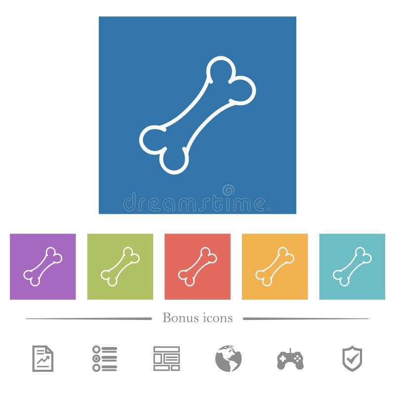 Single Bone Flat White Icons in Square Backgrounds Stock Vector ...