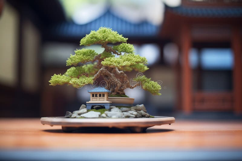 Single Bonsai Tree Centered in a Zen Garden Stock Image - Image of ...