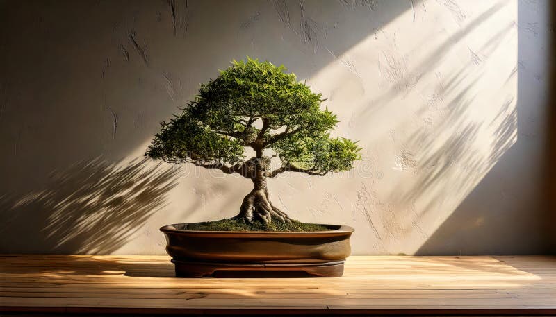 A Single Bonsai Tree with Soft Shadows Against a Neutral Background ...