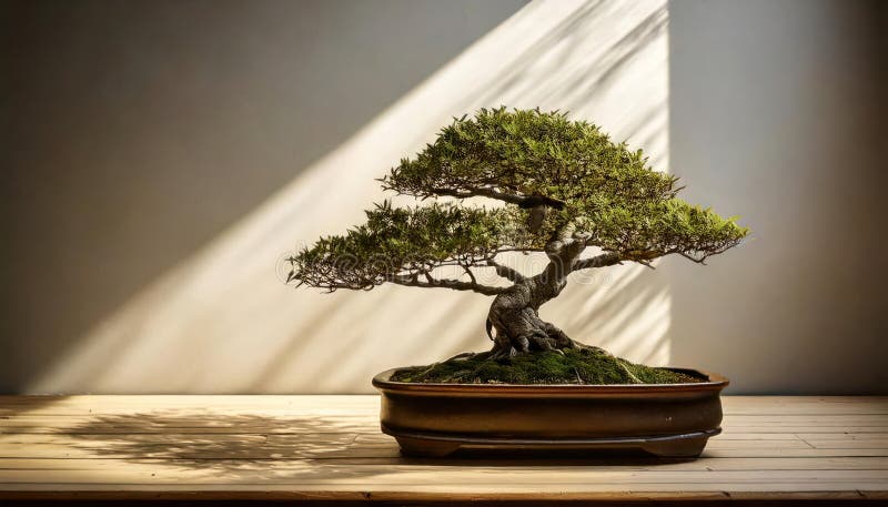 A Single Bonsai Tree with Soft Shadows Against a Neutral Background ...