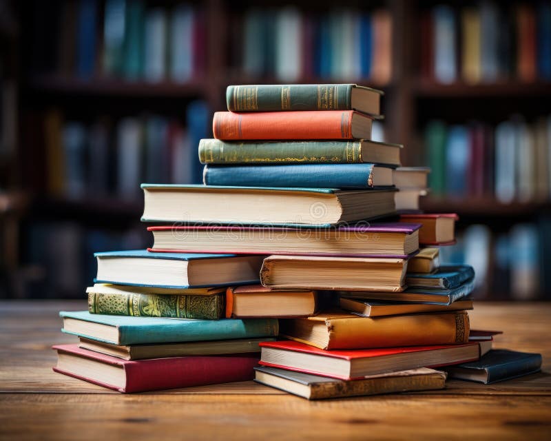 A Single Book Standing Tall on a Tower of Books in the Library ...