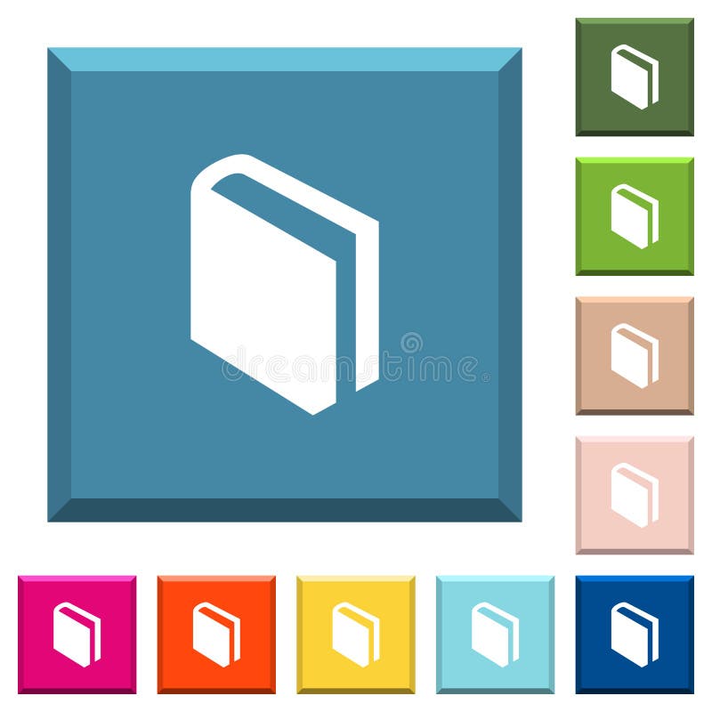 Single Book White Icons on Edged Square Buttons Stock Vector ...