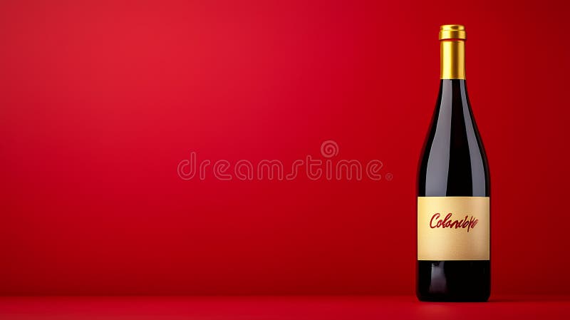Single Bottle of Red Wine on Red Background Stock Illustration ...