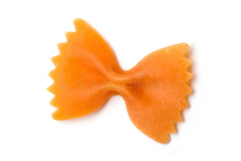 Single Bow Tie Red Pasta Isolated on White Stock Image - Image of ...