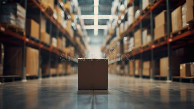 Single box in warehouse stock image. Image of shelves - 327417093