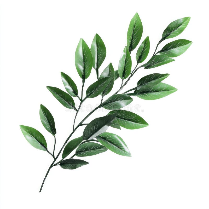 A Single Branch of Green Leaves on a White Background Stock Image ...